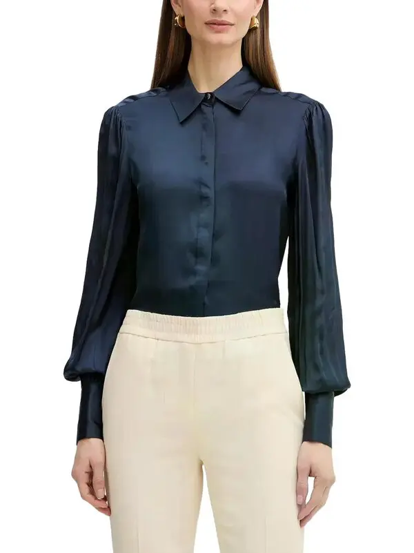 FRACOMINA Puff-sleeve Button-up Shirt - Blue