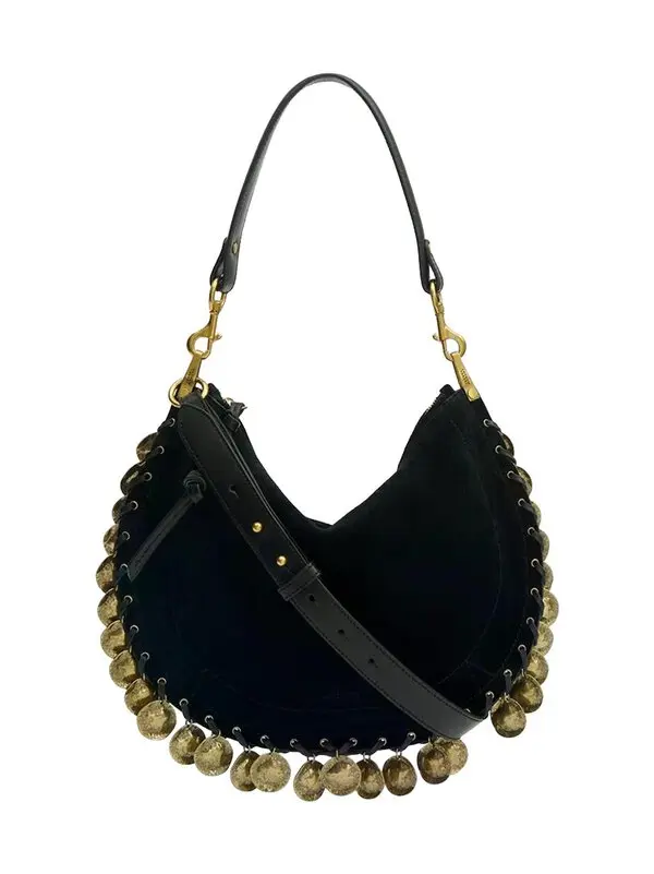 Isabel Marant Étoile Oskan Soft Medallions Half-moon Shoulder Bag - Black