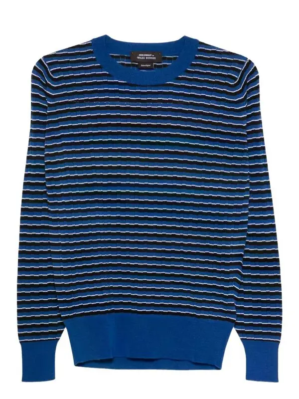 WALES BONNER X John Smedley Striped Crew Neck Long Sleeve T-shirt - Blue