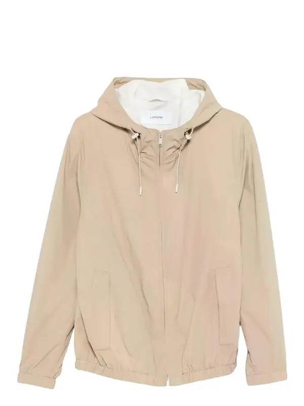 LARDINI Hooded Zip-up Jacket - Neutrals