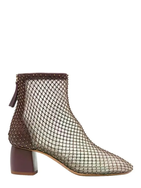 FORTE_FORTE My Alma Studded Net Ankle Boots - Brown