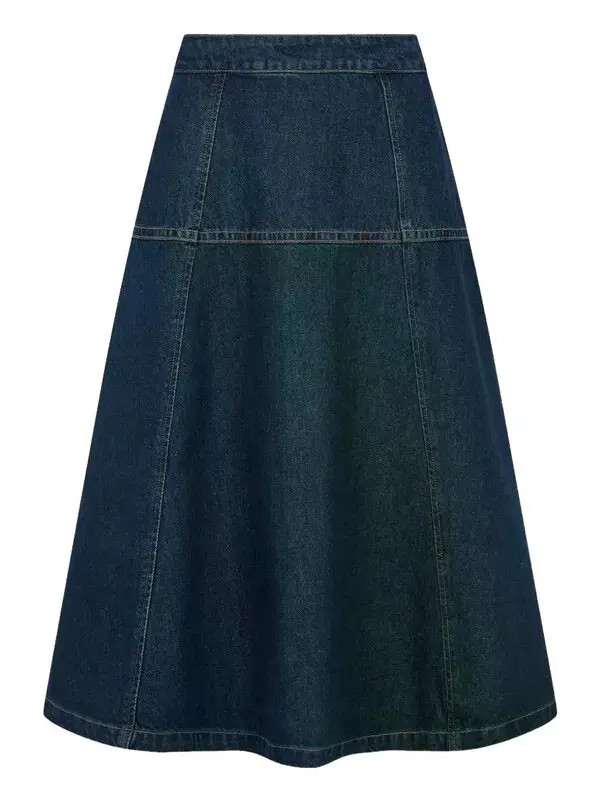 STUDIO TOMBOY Midi A-line Denim Skirt - Blue