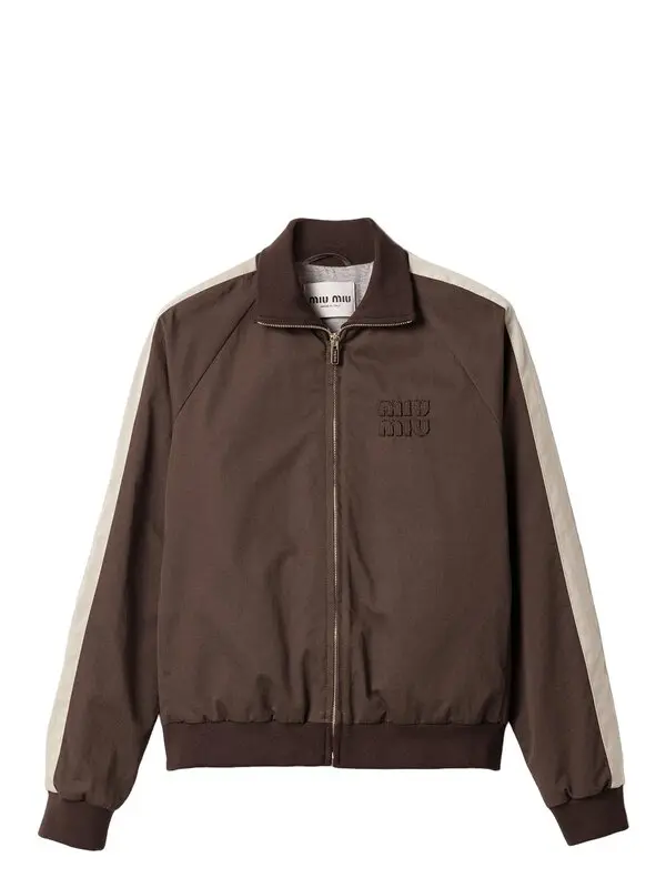 Miu Miu Washed Twill Blouson Jacket - Cocoa Brown/khaki