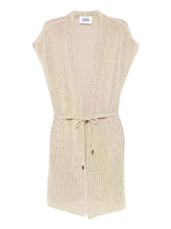 Alpha Studio Openwork Sleeveless Cardigan - Neutrals