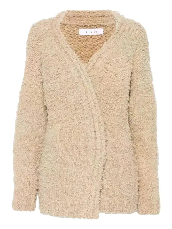 LISKA V-neck Long-sleeve Cardigan - Neutrals