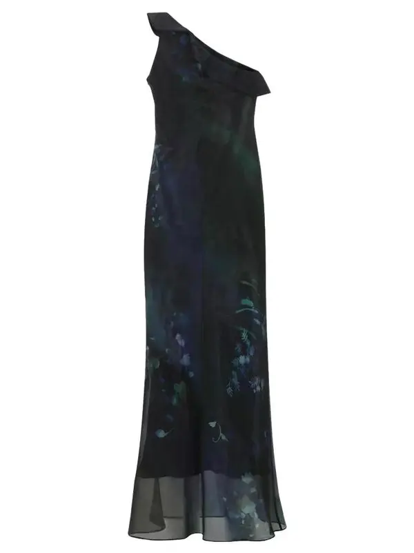 Giorgio Armani Floral Print One-shoulder Maxi Dress - Black