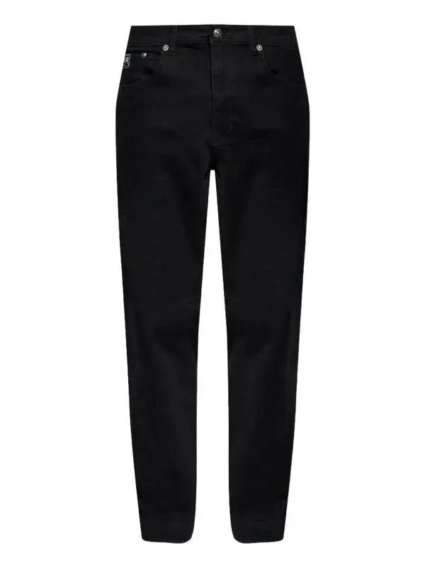 Versace Logo Patch Denim Jeans - Black