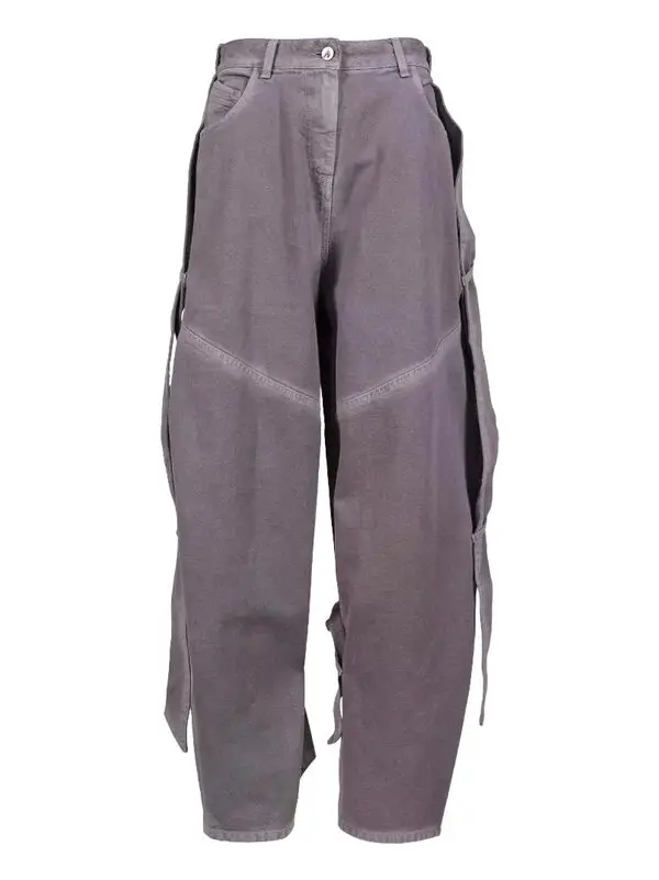 Attico Paneled Jeans With Strap Detail - Grey