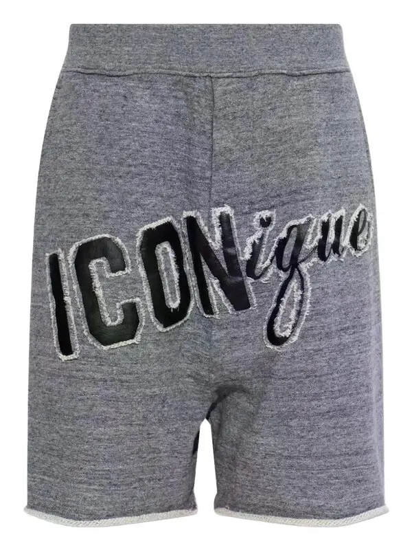 Dsquared2 Appliqué Frayed Hem Shorts - Grey