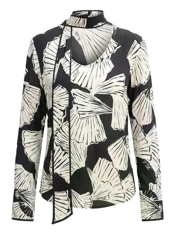 Karl Lagerfeld Printed Fluid Blouse - Black