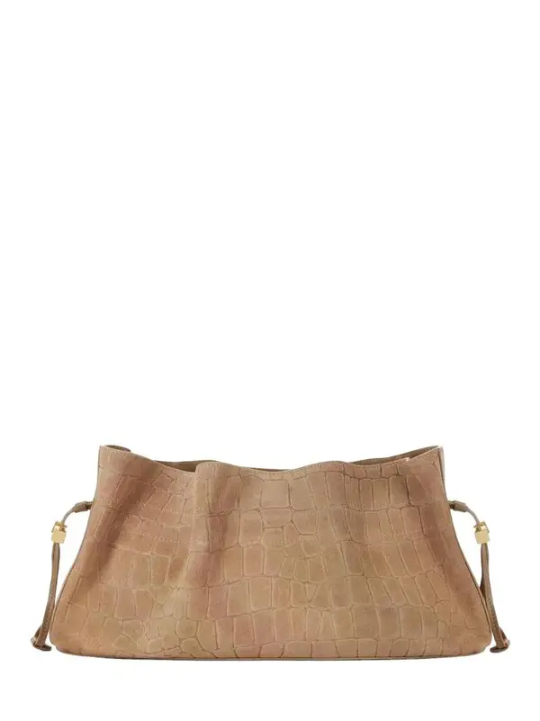 Elisabetta Franchi Embossed-leather Clutch - Neutrals