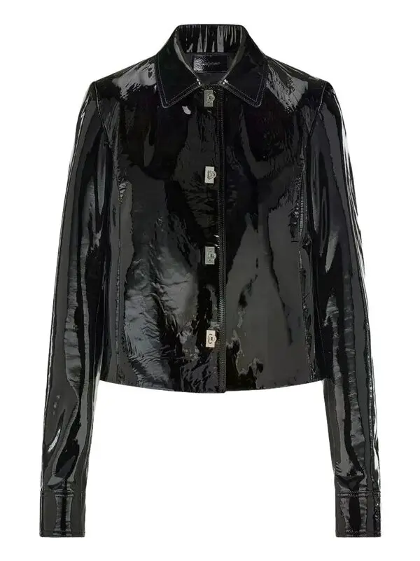 FERRAGAMO Boxy Nappa Leather Jacket - Black