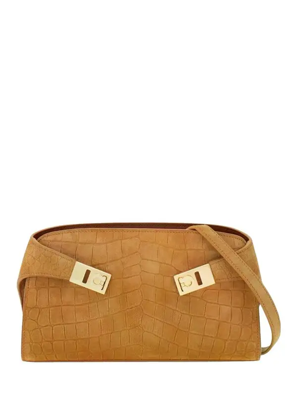 FERRAGAMO Hug Mini Croc-effect Tote Bag - Neutrals
