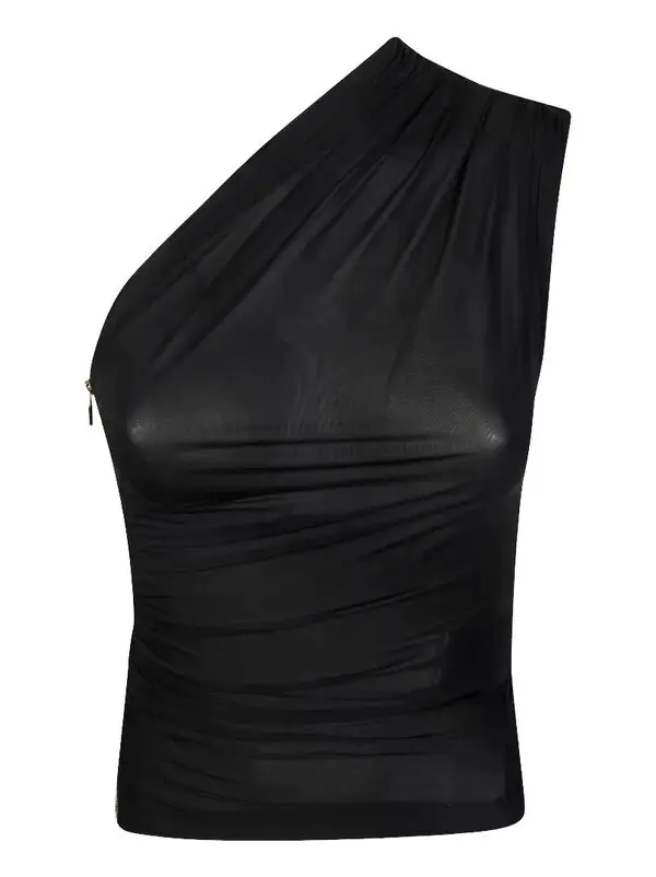 Elisabetta Franchi One-shoulder Zip Top - Black