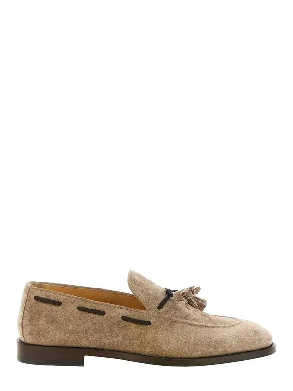 Brunello Cucinelli Leather Tassel Loafers - Neutrals