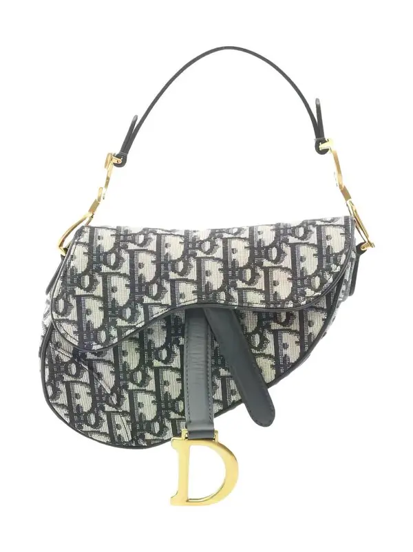 Dior Mini Saddle Bag In Jacquard - Blue