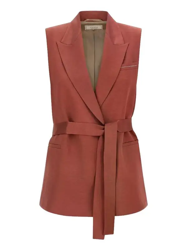 Peserico Double-breasted Vest With Peak Lapels - Red