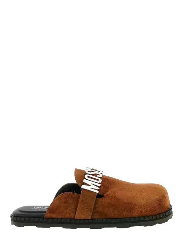 Moschino Lettering Logo-strap Mules - Brown