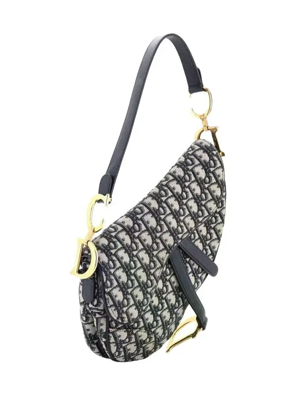 Dior Saddle Oblique Canvas Medium Shoulder Bag - Blue