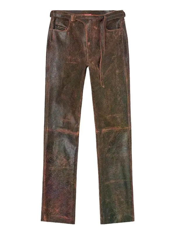 DIESEL® P-nuri Leather Trousers - Brown