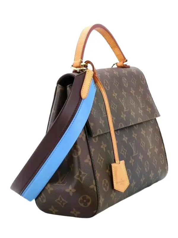 LOUIS VUITTON Cluny Top Handle Mm Monogram Canvas Shoulder Bag - Blue
