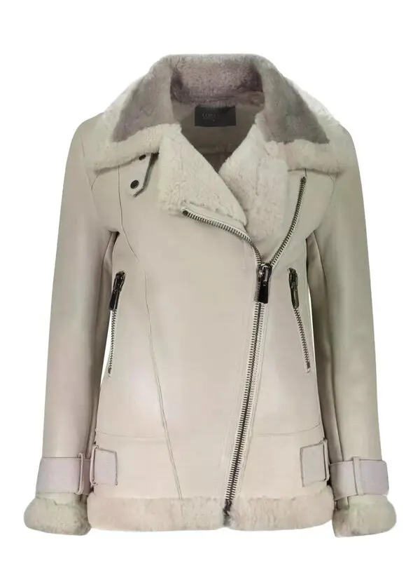 Lorena Antoniazzi Leather Biker Jacket - Grey