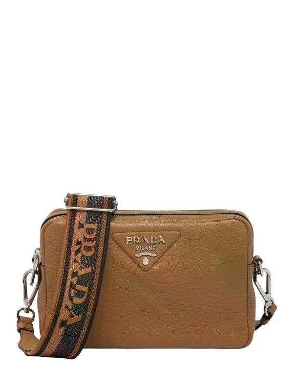 Prada Triangle-logo Plaque Crossbody Bag - Brown