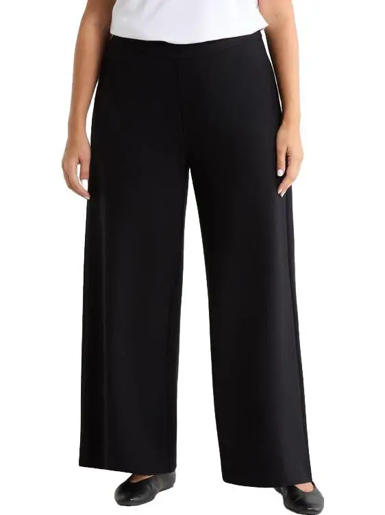 Caslon High-waist Wide-leg Ponte Knit Pants - Black