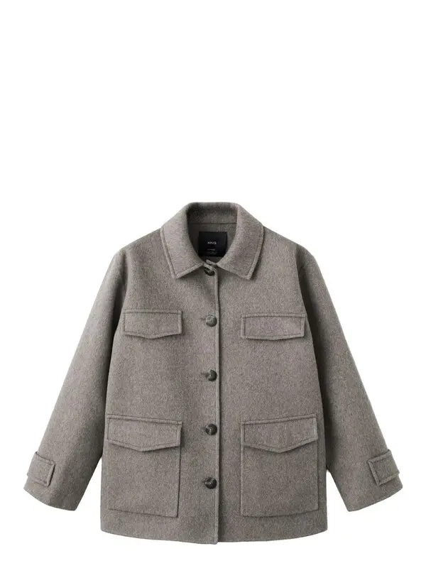 Mango Wool Blend Jacket - Medium Brown