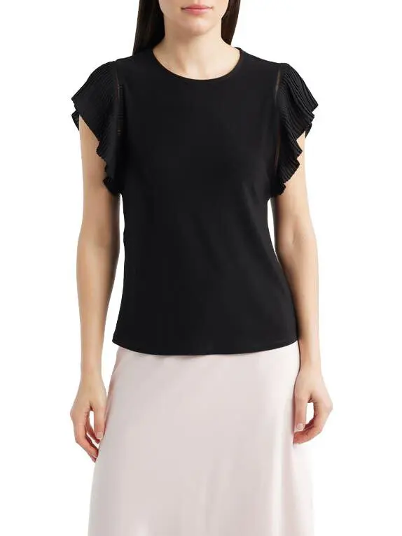 Anne Klein Pleat Sleeve Top - Anne Black