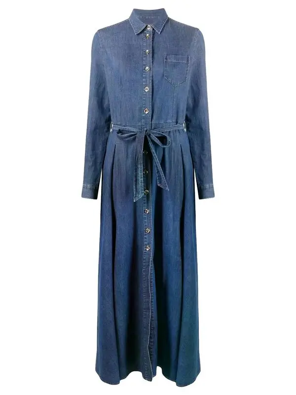 Philipp Plein Denim Maxi Shirt Dress - Blue