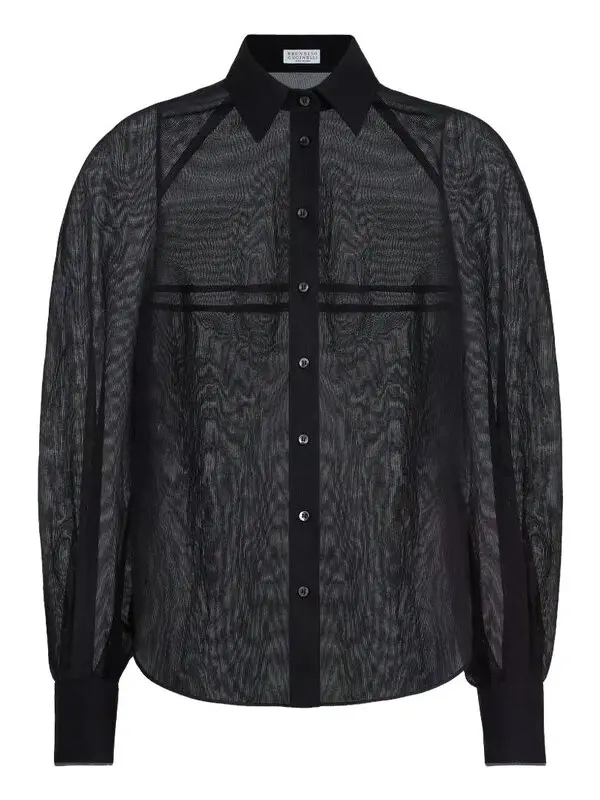 Brunello Cucinelli Monili Cotton Shirt - Black