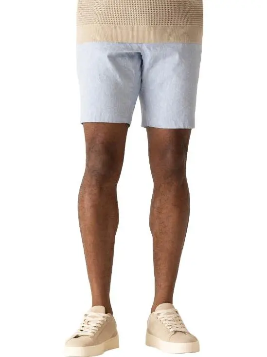 DEKE Oasis 8.5-inch Linen Blend Bermuda Shorts - Blue