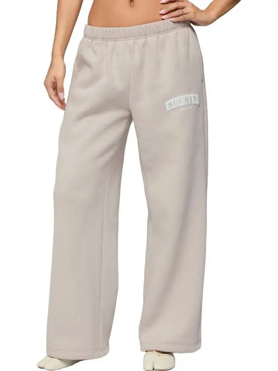 EDIKTED Wide Leg Sweatpants - Beige