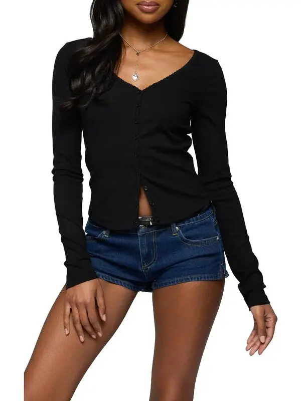 EDIKTED Tanya V-neck Fitted Cardigan - Black