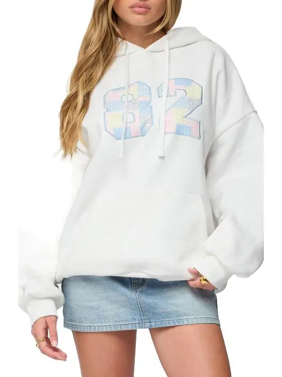 EDIKTED Oversized Hoodie With Embroidered Detail - White