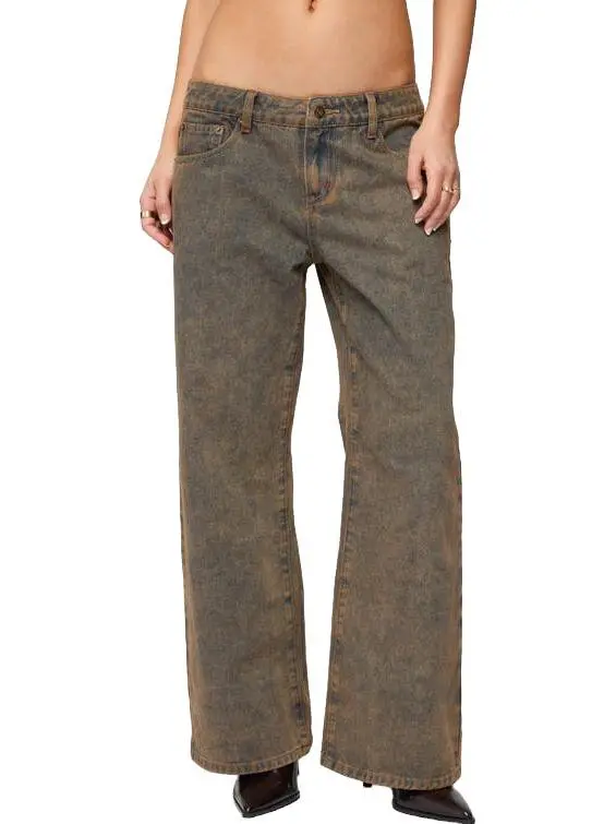 EDIKTED Ace Low Rise Baggy Jeans - Brown-washed