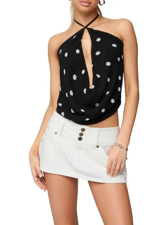EDIKTED Cowl Neck Halter Top - Black-and-white
