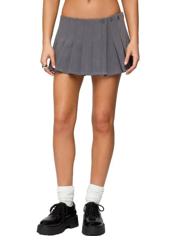 EDIKTED Pleated Mini Skirt - Gray