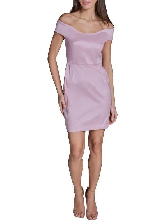 Bcbgmaxazria Off-the-shoulder Mini Dress - Lilac