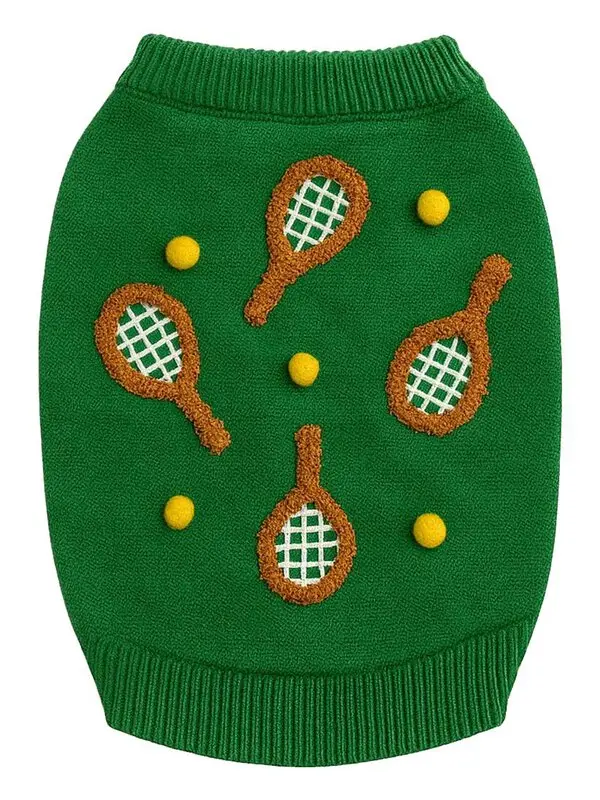 FOUND MY ANIMAL Tennis 3d Appliqué Pet Sweater - Green