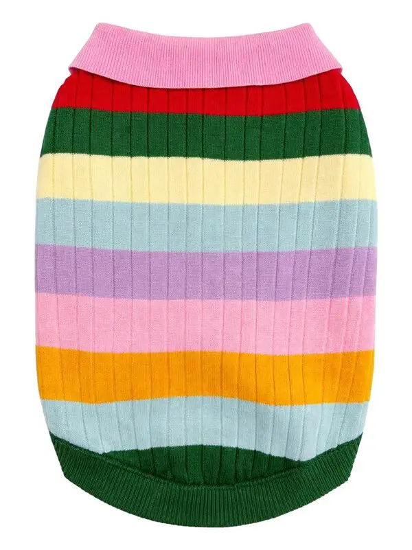 FOUND MY ANIMAL Hotdog Appliqué Stripe Pet Sweater - Pink
