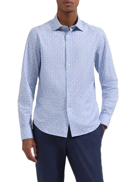 Bugatchi James Ooohcotton® Check Print Button-up Shirt - Air Blue