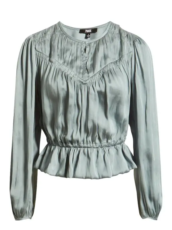 Paige Gansevoort Satin Peplum Top - Surf