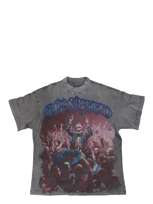 GODSPEED Concert Skeleton Tee Shirt - Gray Wash