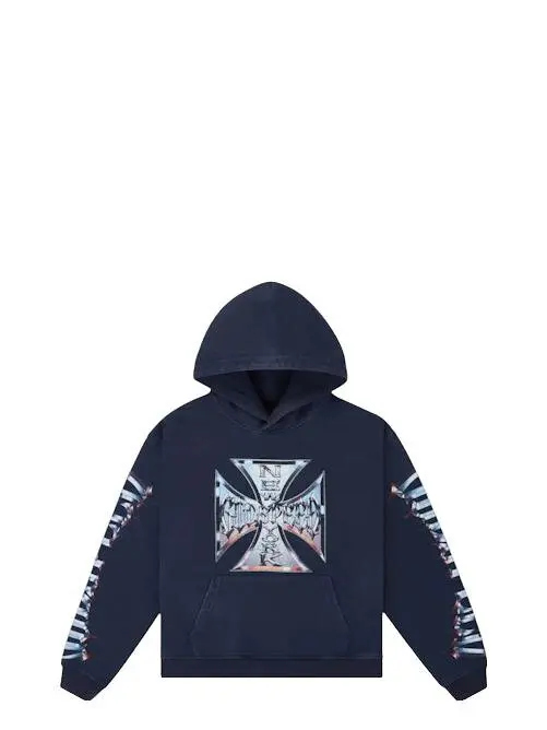 GODSPEED Chrome Motto Hoodie - Navy Blue Wash
