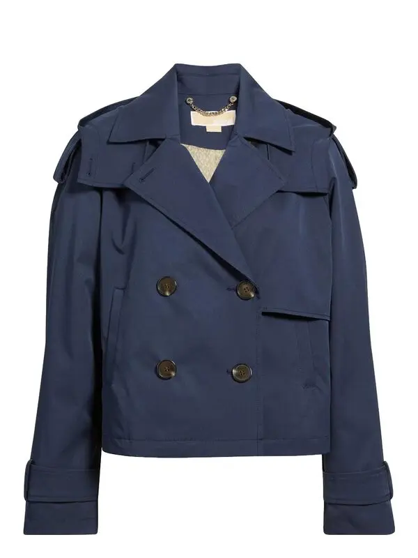 Michael Kors Crop Trench Coat With Removable Hood - Midnight