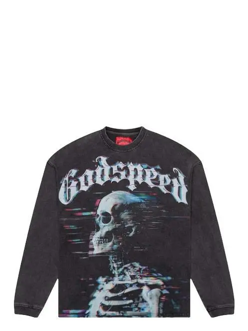 GODSPEED Matrix Glitch Long Sleeve Tee Shirt - Black