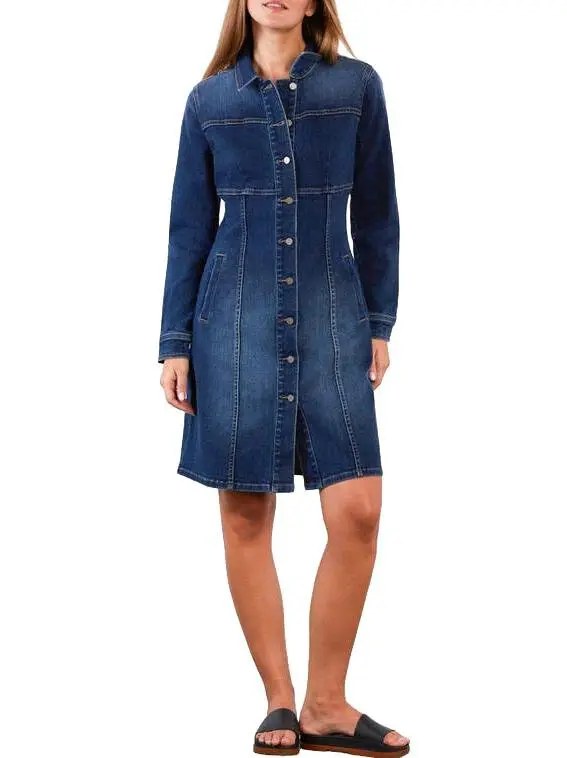 WASH LAB DENIM Long Sleeve Denim Shirt Dress - Soft Blue