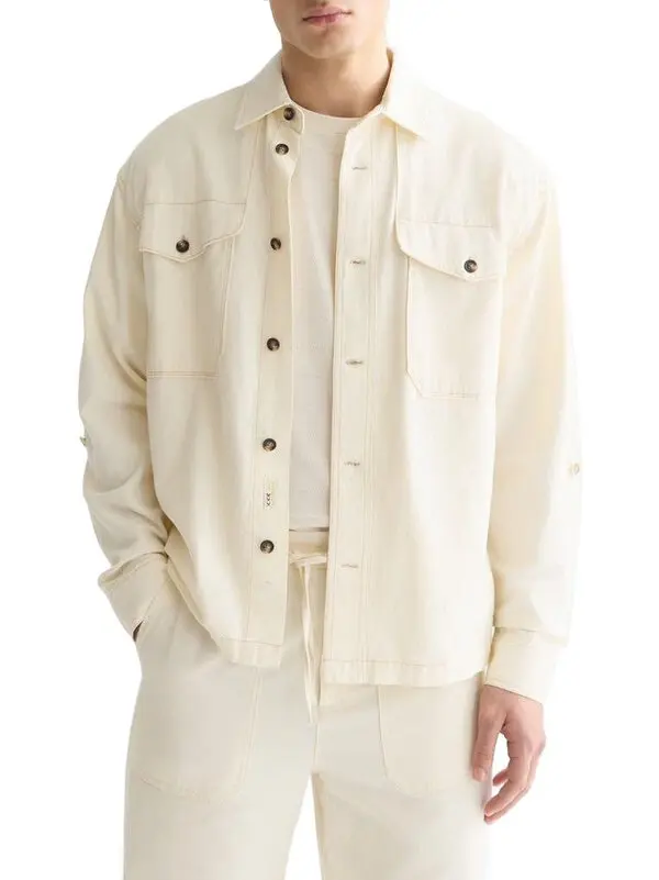 Scotch & Soda Cotton & Linen Overshirt - Eggnog